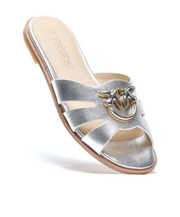 Pinko Milly Logo Plaque Sandals - White