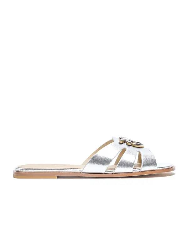 Pinko Milly Logo Plaque Sandals - White