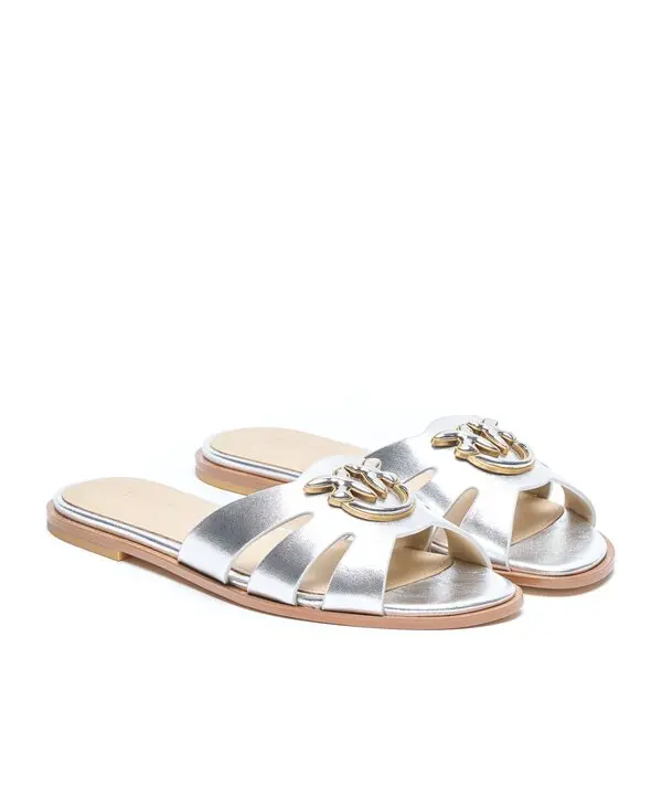 Pinko Milly Logo Plaque Sandals - White