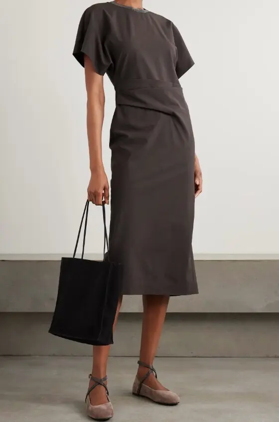 Brunello Cucinelli Round Neck Short Sleeve Dress