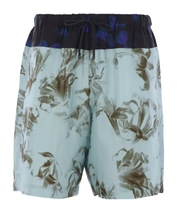 Dries Van Noten Floral Printed Drawstring Shorts - Gray