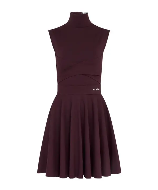Alaïa Logo-embroidered Mock Neck Mini Dress - No
