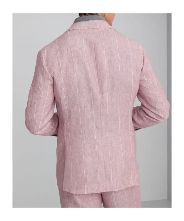 Brunello Cucinelli Pinstripe Linen Blazer - Pink
