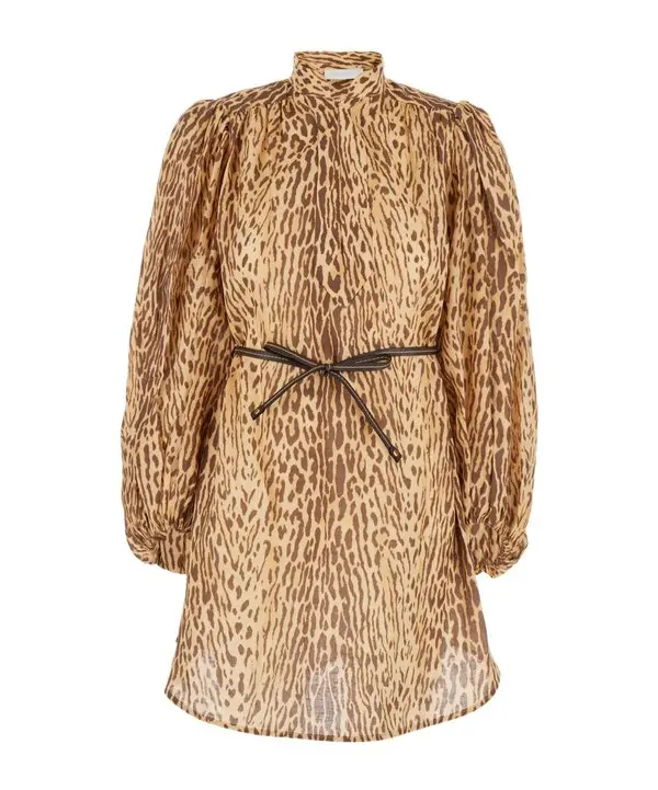 Zimmermann Leopard Print Belted Midi Dress