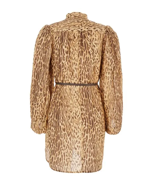 Zimmermann Leopard Print Belted Midi Dress
