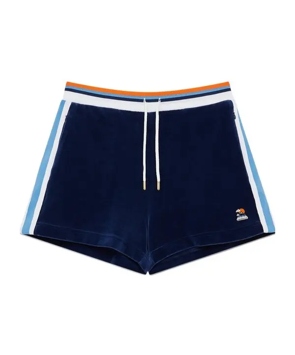 Casablanca Velour Drawstring Shorts With Side Stripe Detail