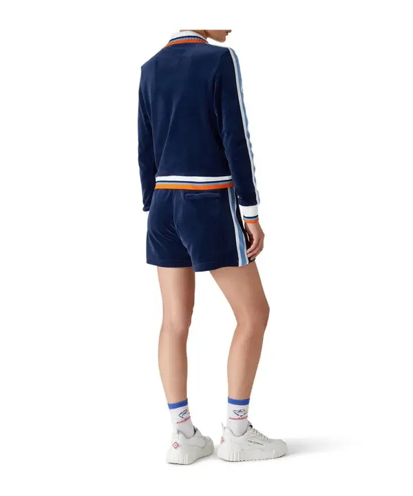 Casablanca Velour Drawstring Shorts With Side Stripe Detail