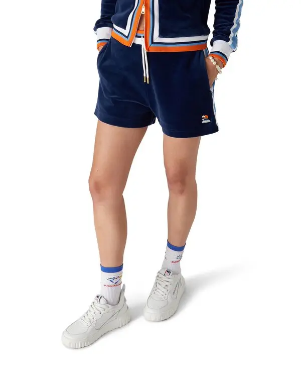 Casablanca Velour Drawstring Shorts With Side Stripe Detail