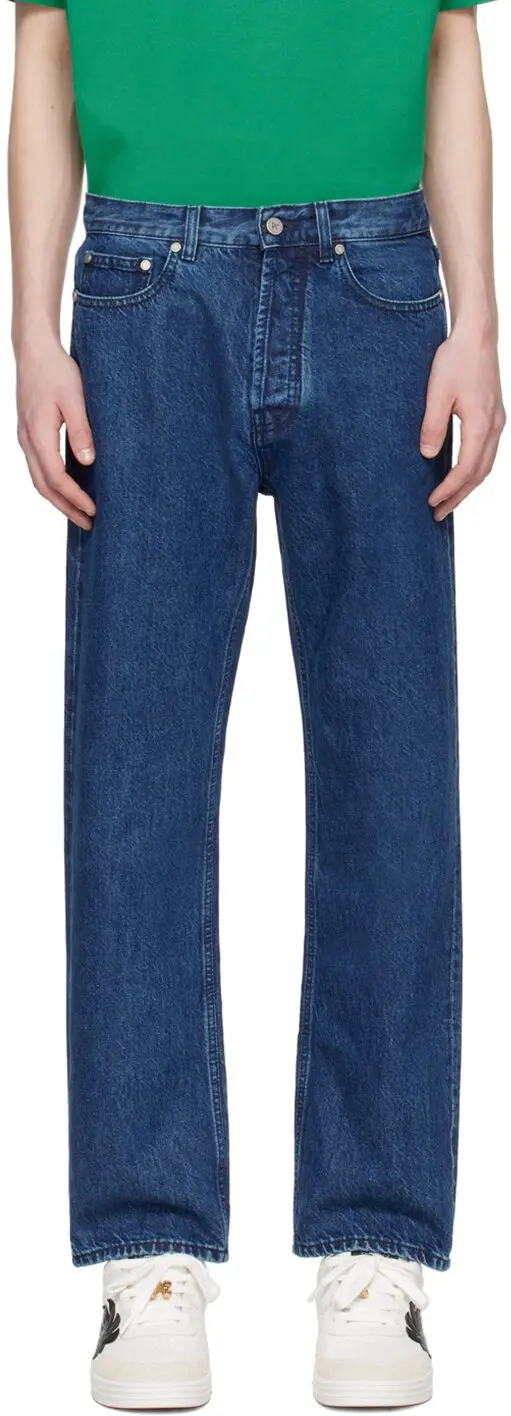 Palm Angels Logo Embroidered Straight Leg Jeans