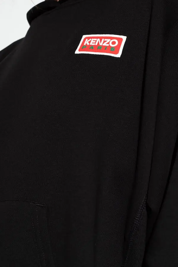 Kenzo Logo Embroidered Hoodie - Black