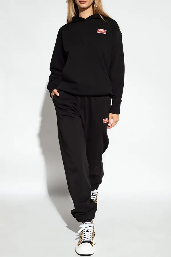 Kenzo Logo Embroidered Hoodie - Black