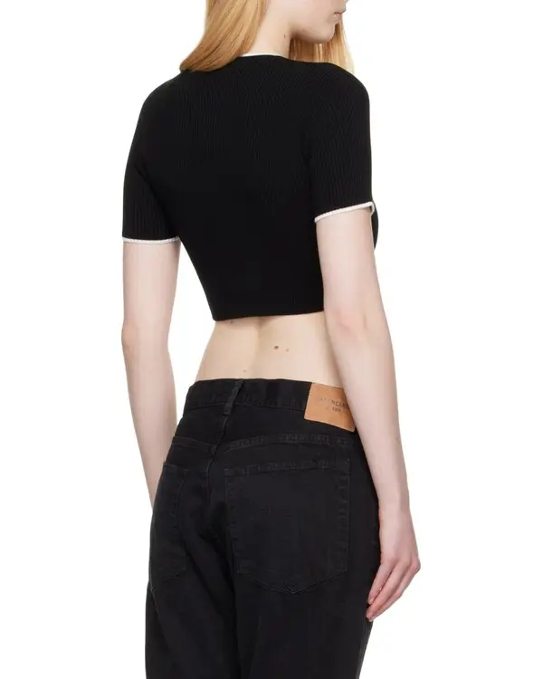 Amiri Ribbed Embroidered Logo Cropped Top - Black