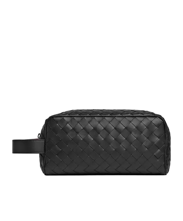 Bottega Veneta Intrecciato Travel Pouch - Black/black Brown Red