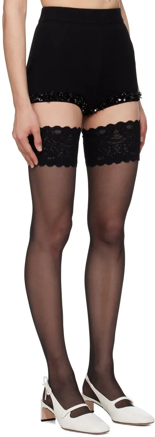 SHUSHU/TONG Sequined Rib Knitted Shorts