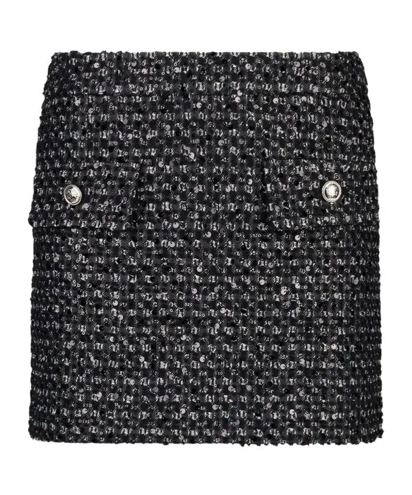 Liu Jo Bouclé Miniskirt With Embellishments - Gray