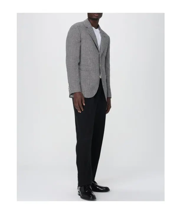Brunello Cucinelli Checked Single-breasted Jacket - Gray