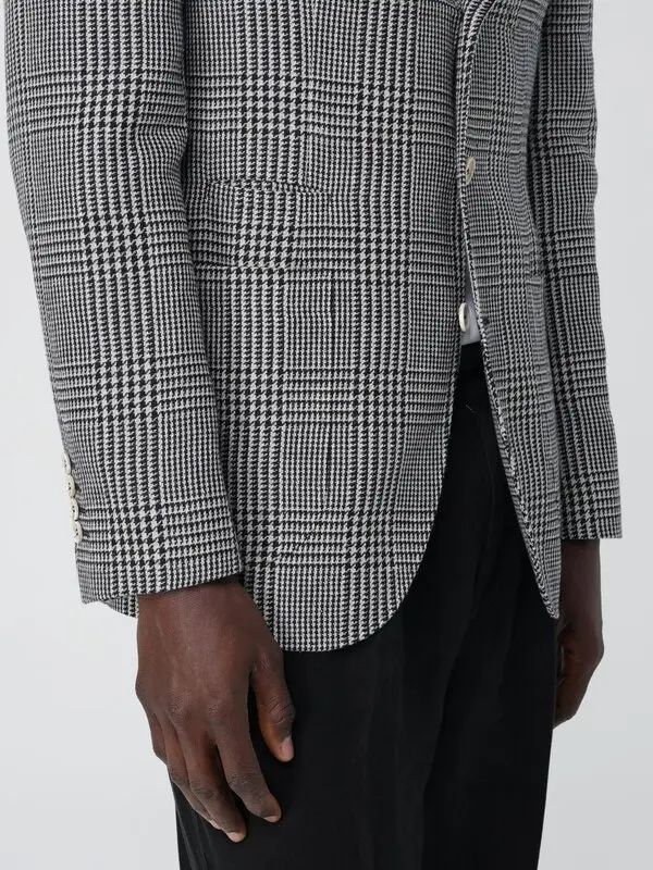 Brunello Cucinelli Checked Single-breasted Jacket - Gray