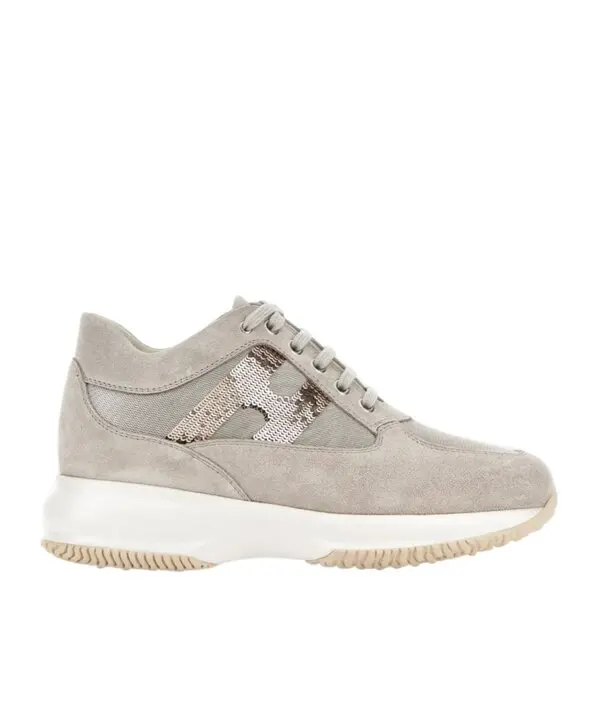 Hogan Interactive Low-top Sneakers With Micro-glitter Side H - Grey
