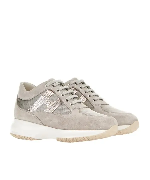 Hogan Interactive Low-top Sneakers With Micro-glitter Side H - Grey