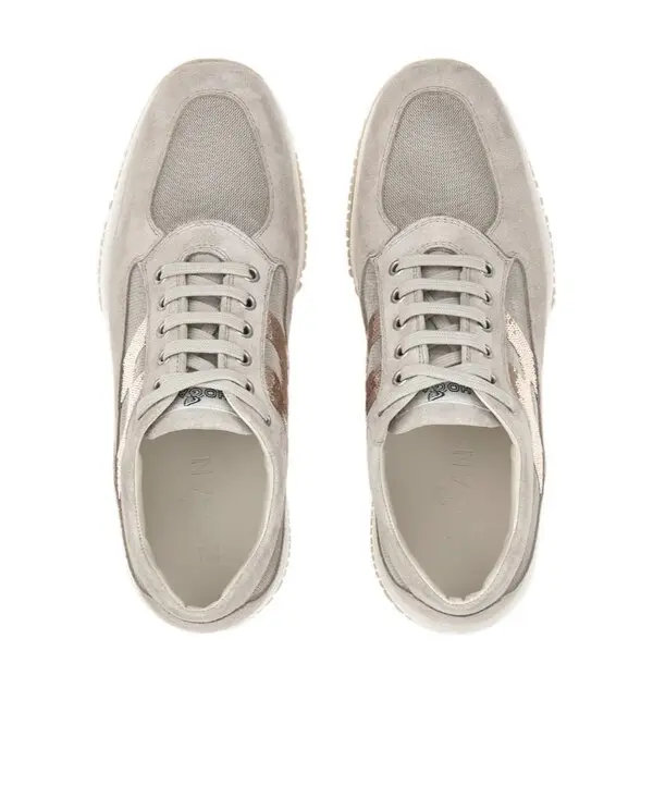Hogan Interactive Low-top Sneakers With Micro-glitter Side H - Grey