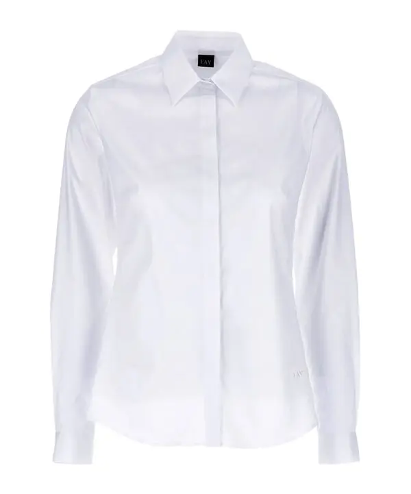 FAY Slim Stretch Poplin Shirt - White