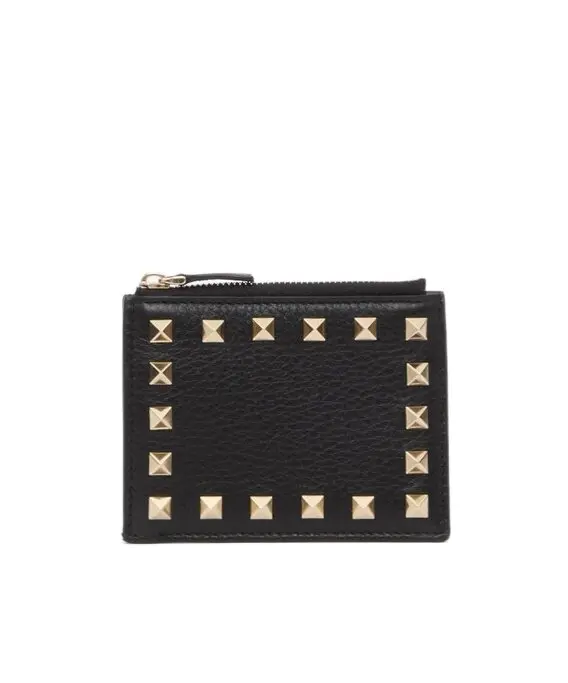 Valentino Garavani Rockstud Zip-up Cardholder - Black