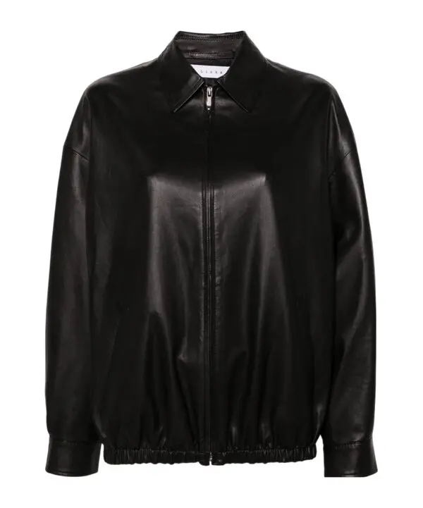 LISKA Long-sleeved Leather Jacket