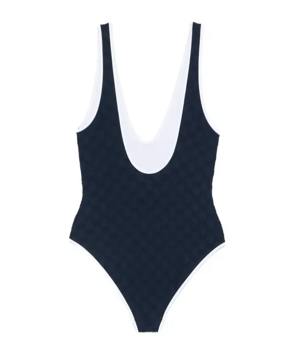 Gucci Logo Patterned V-neck One-piece Swimsuit - Black