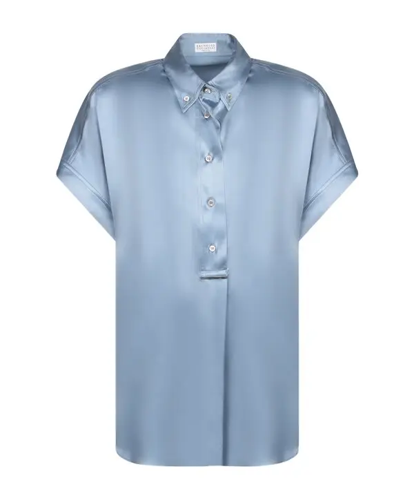Brunello Cucinelli Short Sleeve Buttoned Blouse - No