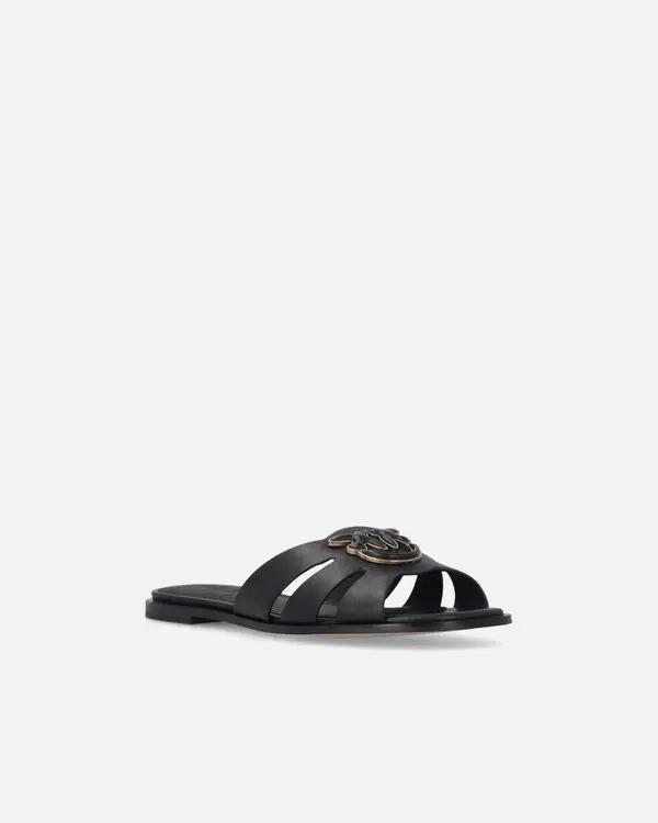Pinko Love Birds Cut-out Flat Sandals - Black