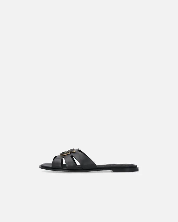 Pinko Love Birds Cut-out Flat Sandals - Black
