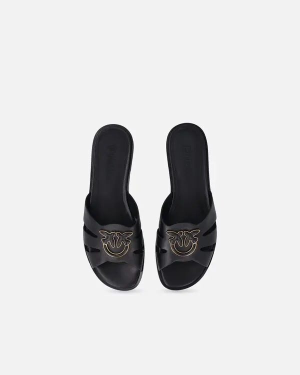 Pinko Love Birds Cut-out Flat Sandals - Black