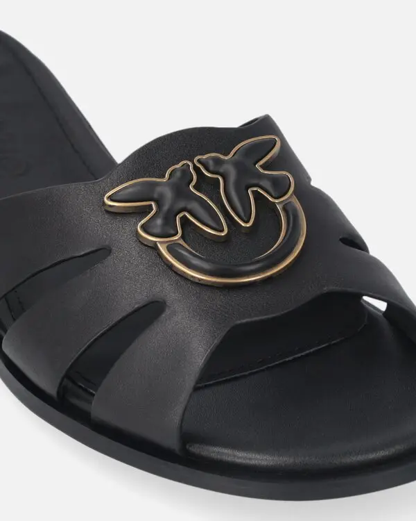 Pinko Love Birds Cut-out Flat Sandals - Black