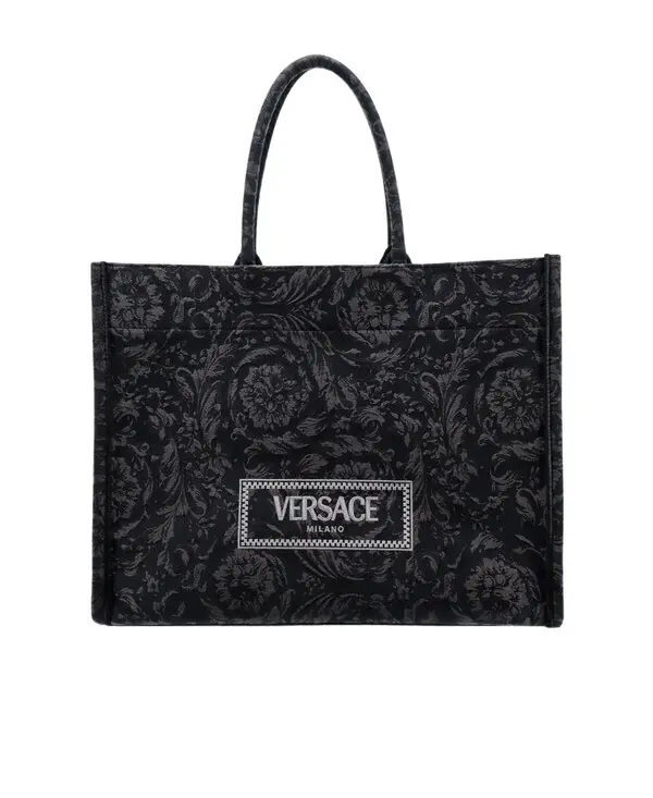 Versace Athena Barocco Jacquard Large Tote Bag - Black