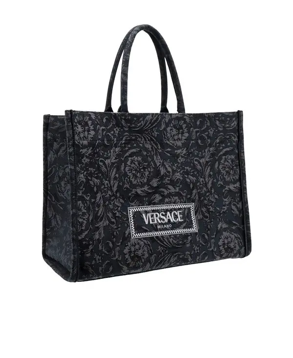 Versace Athena Barocco Jacquard Large Tote Bag - Black