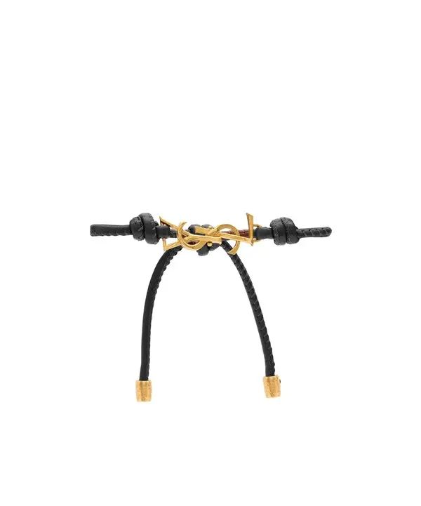 Saint Laurent Logo Cord Bracelet - Black Gold