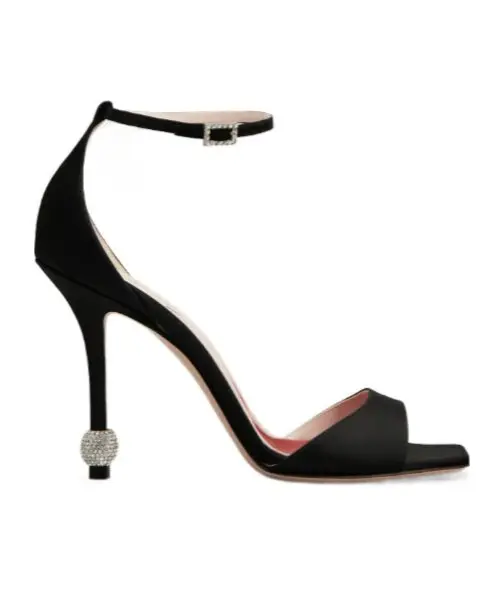 ROGER VIVIER Embellished Satin High Heel Sandals - Black