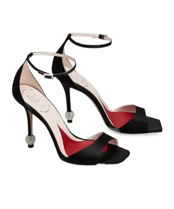 ROGER VIVIER Embellished Satin High Heel Sandals - Black