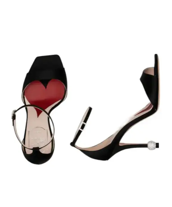 ROGER VIVIER Embellished Satin High Heel Sandals - Black