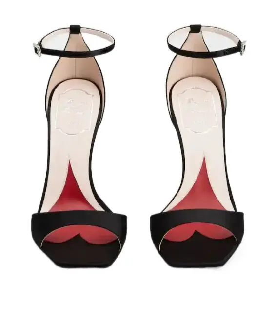 ROGER VIVIER Embellished Satin High Heel Sandals - Black