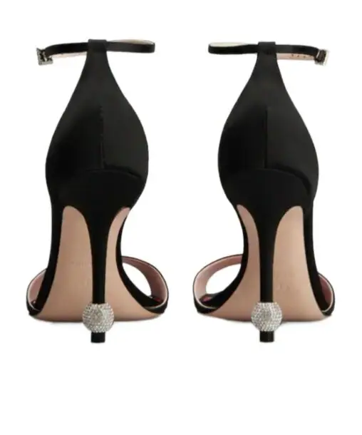ROGER VIVIER Embellished Satin High Heel Sandals - Black