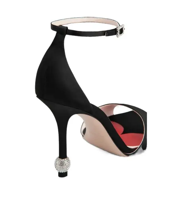 ROGER VIVIER Embellished Satin High Heel Sandals - Black