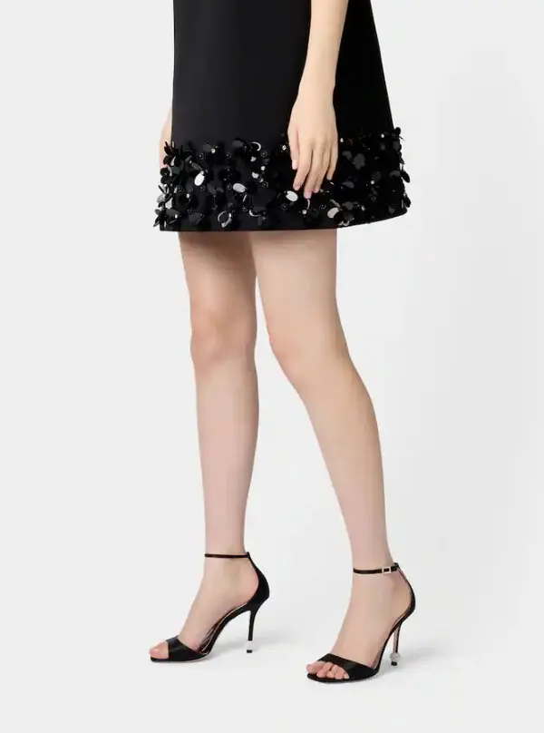 ROGER VIVIER Embellished Satin High Heel Sandals - Black