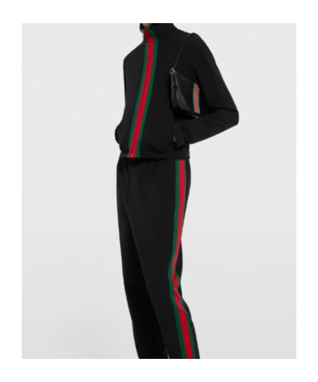 Gucci Stretch Nylon Zip Jacket With Web Intarsia