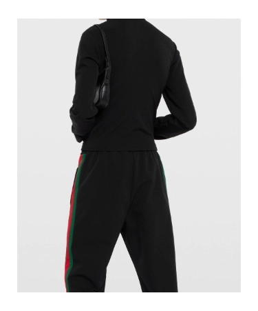 Gucci Stretch Nylon Zip Jacket With Web Intarsia