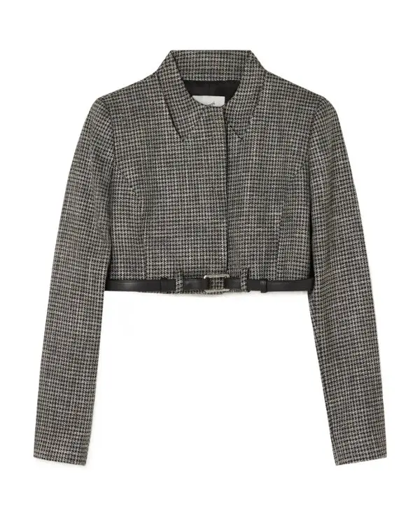 Coperni Checked Cropped Jacket With Belt Detail