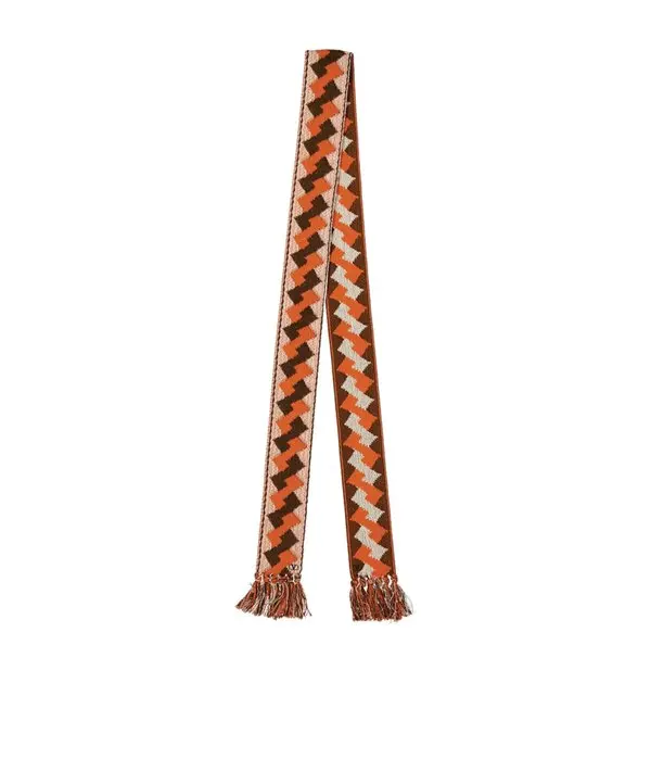 Valentino Garavani Logo Embroidered Fringed Edge Scarf - Brown
