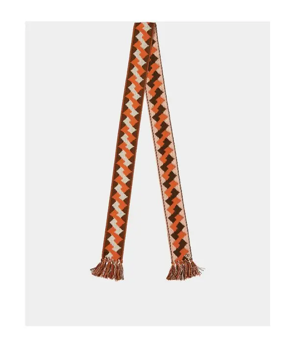 Valentino Garavani Logo Embroidered Fringed Edge Scarf - Brown