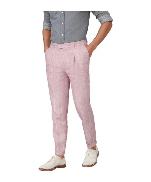 Brunello Cucinelli Pinstripe Tapered Linen Chinos