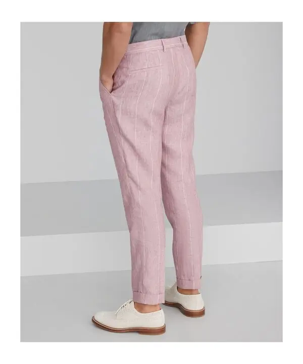 Brunello Cucinelli Pinstripe Tapered Linen Chinos